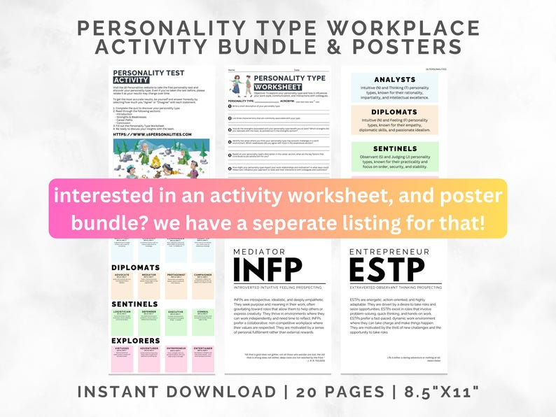 Personality Type Test Overview Chart - Simple Design Digital Print - Etsy