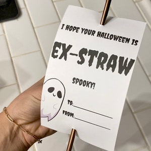 Printable Reusable Straw Holder Party Favor Card - Halloween Class ...