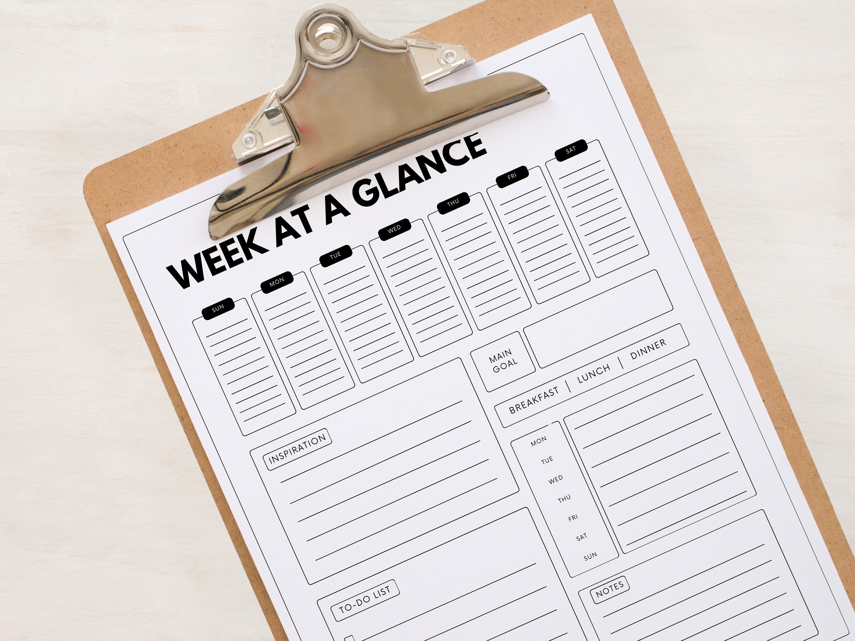 Weekly Planner Printable Vertical, Minimalist Weekly Schedule, Weekly ...