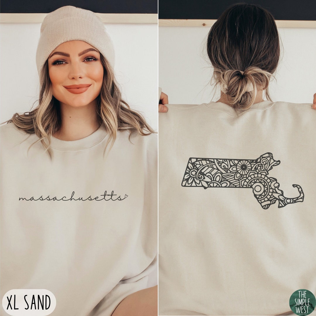 Massachusetts Crewneck Sweatshirt, Women’s Floral Massachusetts Home ...