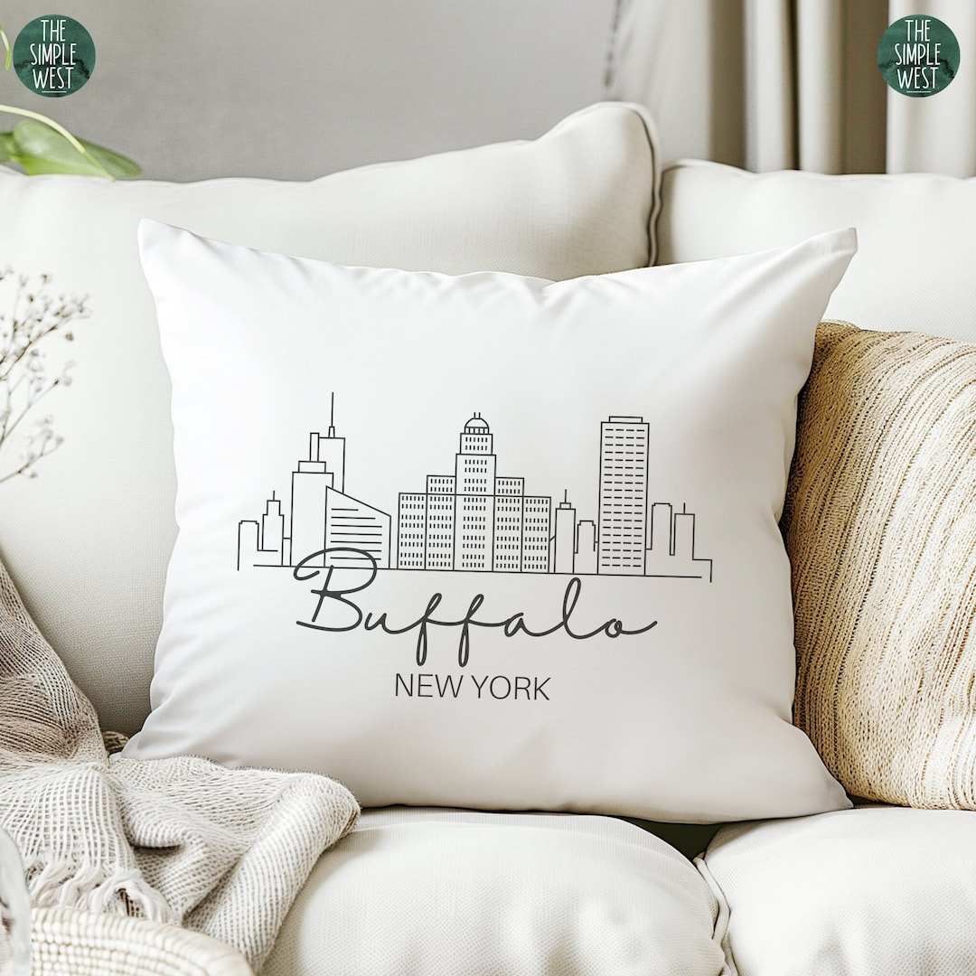Buffalo Pillow, Buffalo Skyline Home Decor, Moving to Buffalo Gift ...