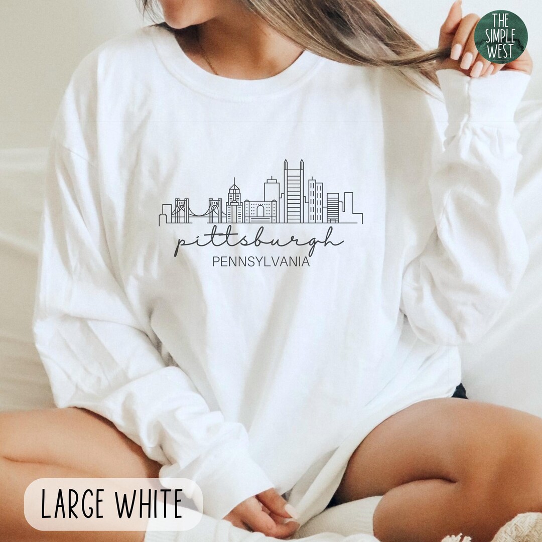 Pittsburgh Long Sleeve Shirt, Pittsburgh City Skyline Crewneck Tee ...