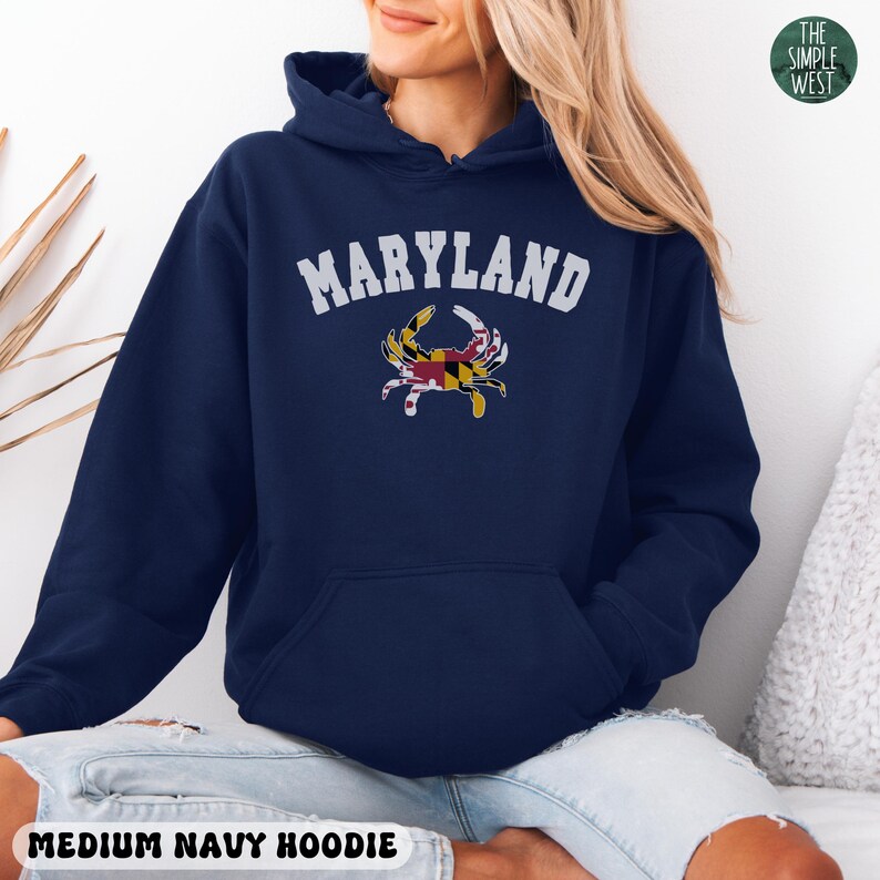 Maryland Flag Hoodie, Moving to Maryland Gift, Maryland Crab Apparel ...