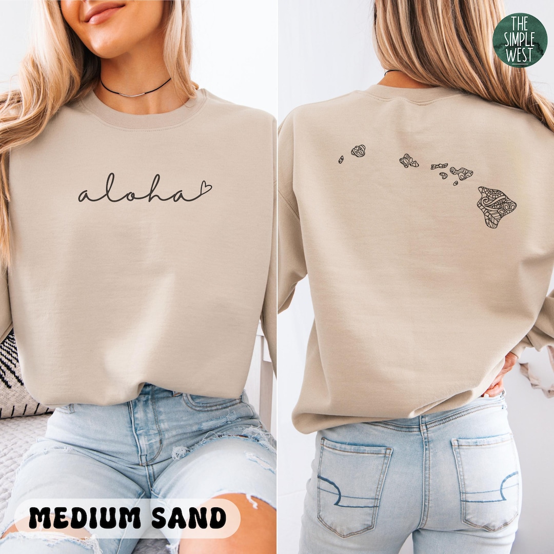 Aloha Sweatshirt, Hawaiian Islands Crewneck Sweater, Hawaii Home State ...