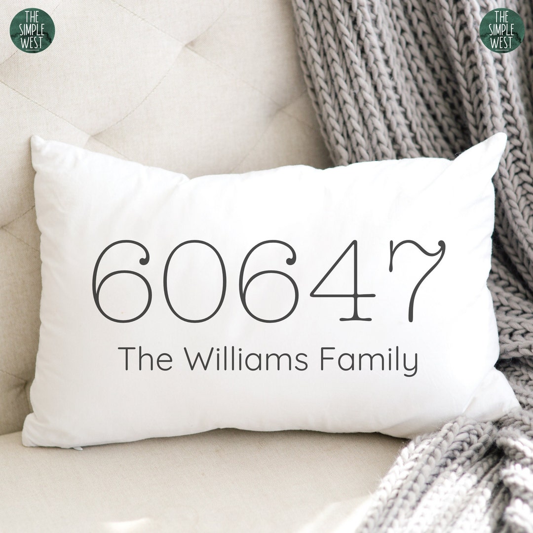 Custom Zip Code Pillow, Personalized Housewarming Gift, City Location ...
