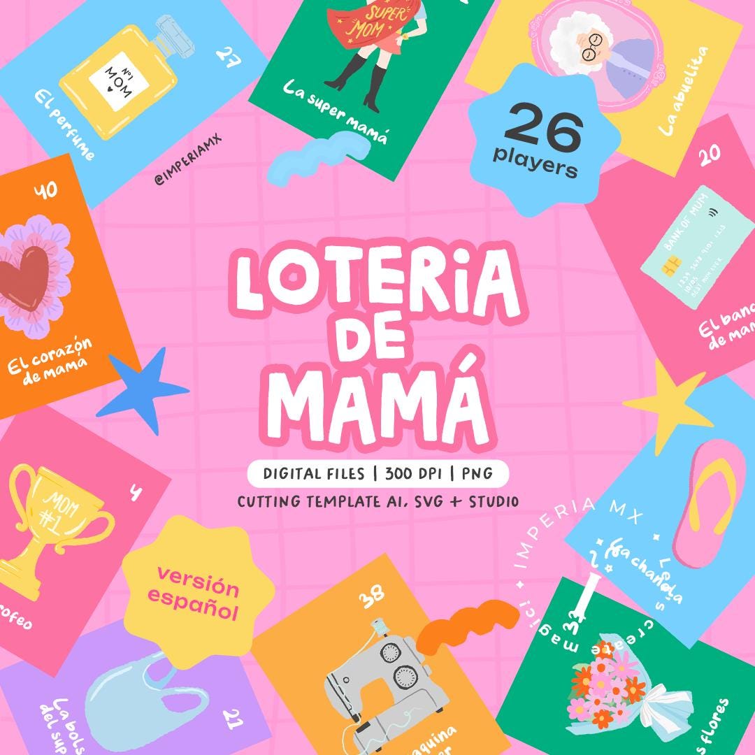 DIGITAL - 26 JUGADORES - Juego de Loteria de día de las madres, Bingo ...