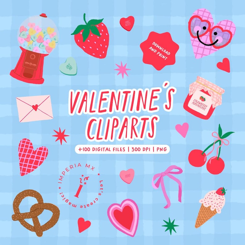 DIGITAL / Valentines Cliparts / Digital Papers / Fonts / Valentine's ...