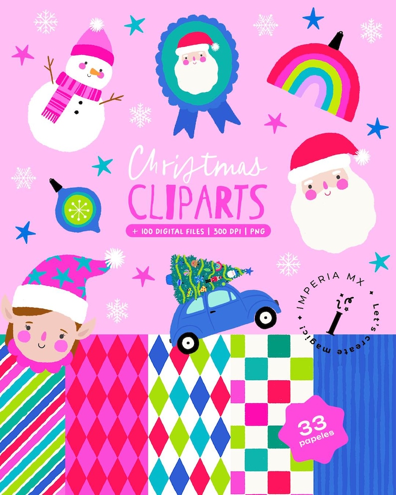 Christmas Clipart, Digital Papers, Christmas Illustrations - Etsy