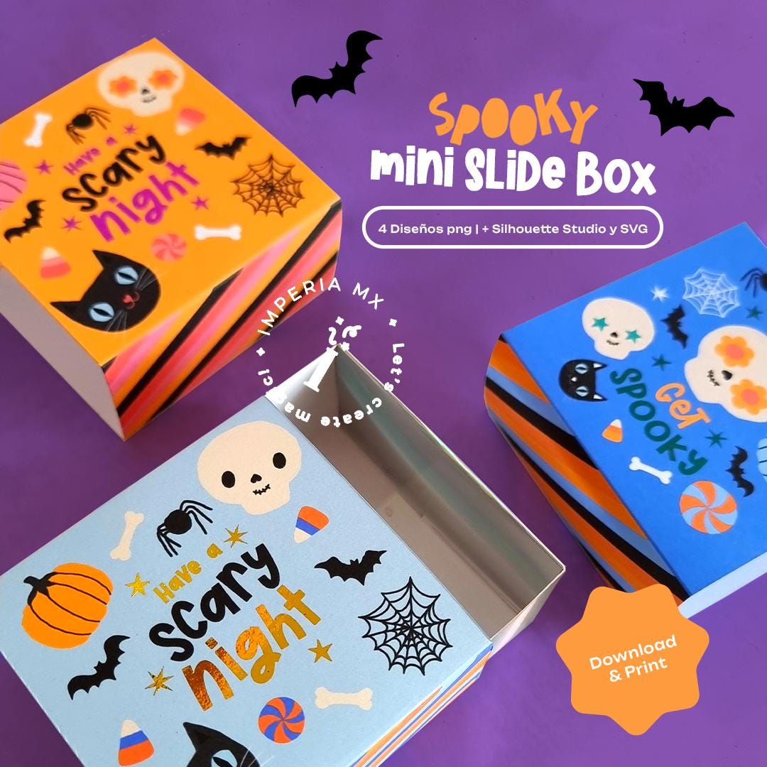 Halloween Mini Slide Box / Gift Box / Macaron Box - Etsy