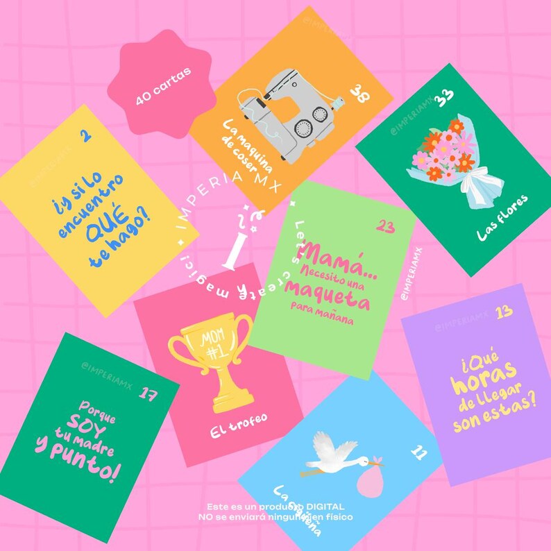 DIGITAL / 26 JUGADORES / Juego de Loteria de Día de las Madres / Bingo ...