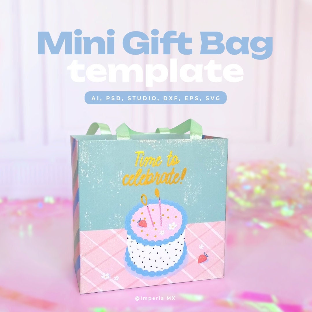 Mini Gift Bag Template / Plantilla De Corte Y Diseño Bolsa De Regalo ...