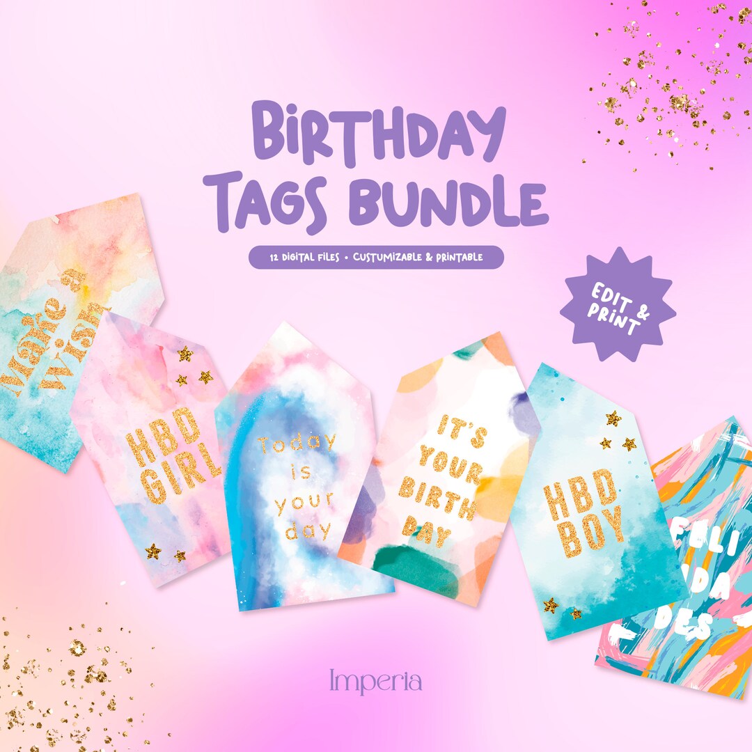 Birthday Tags Bundle - Etsy