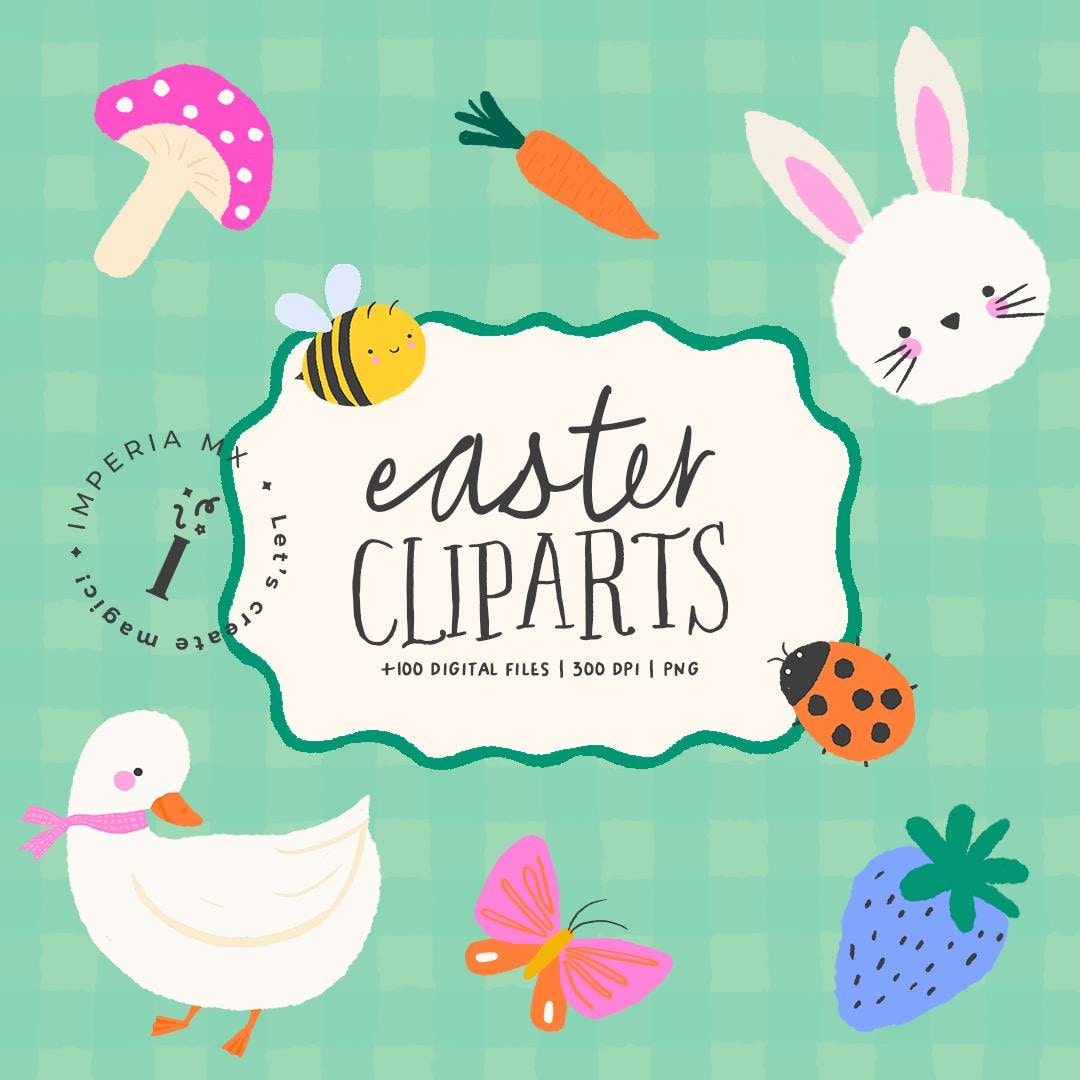 Ostern Cliparts / Ostern Illustrationen / Digitalpapier / Schriftarten / Ostern / Frühling - Etsy.de