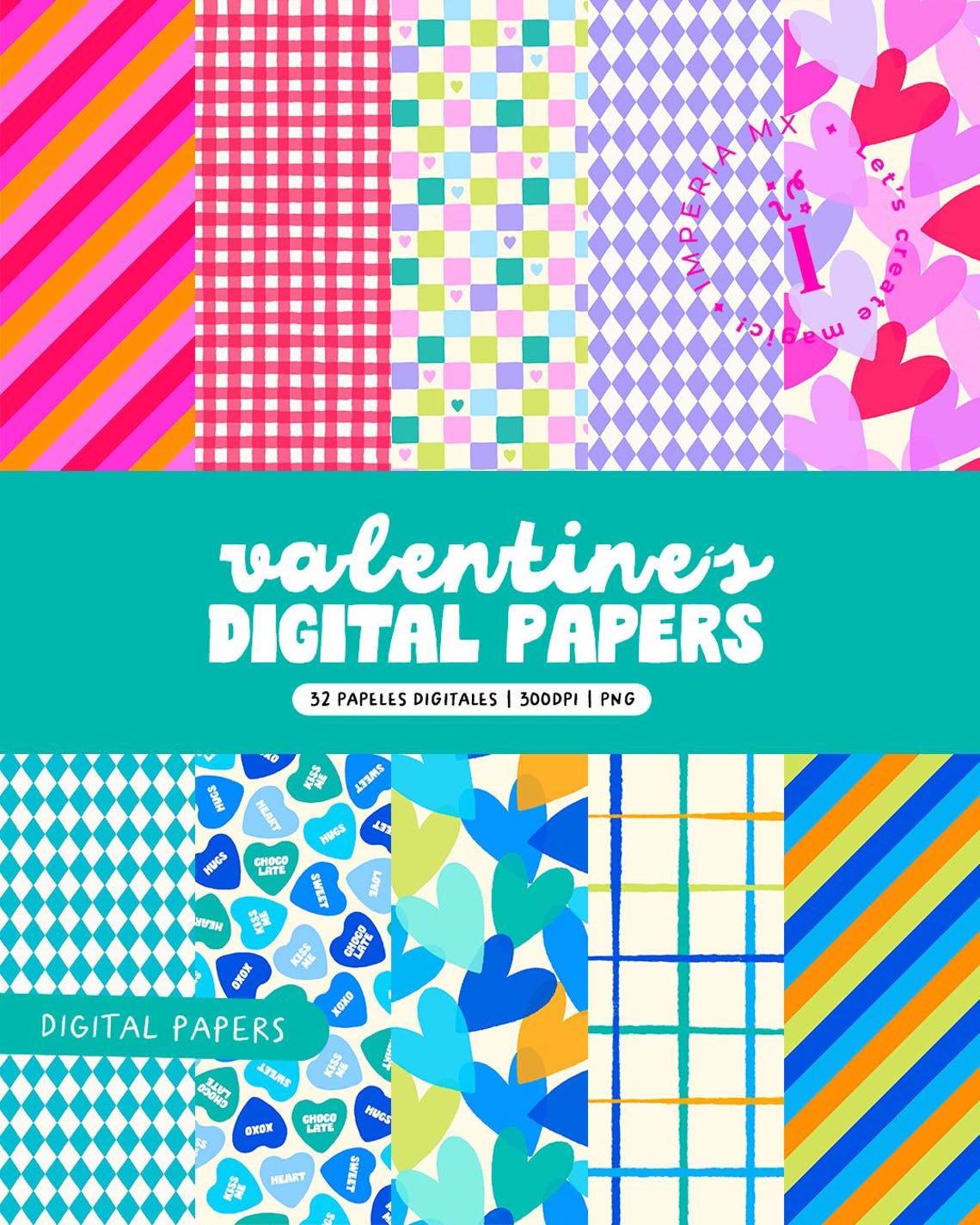 Valentines Clipart / Frames / Digital Paper / Ilustraciones San ...
