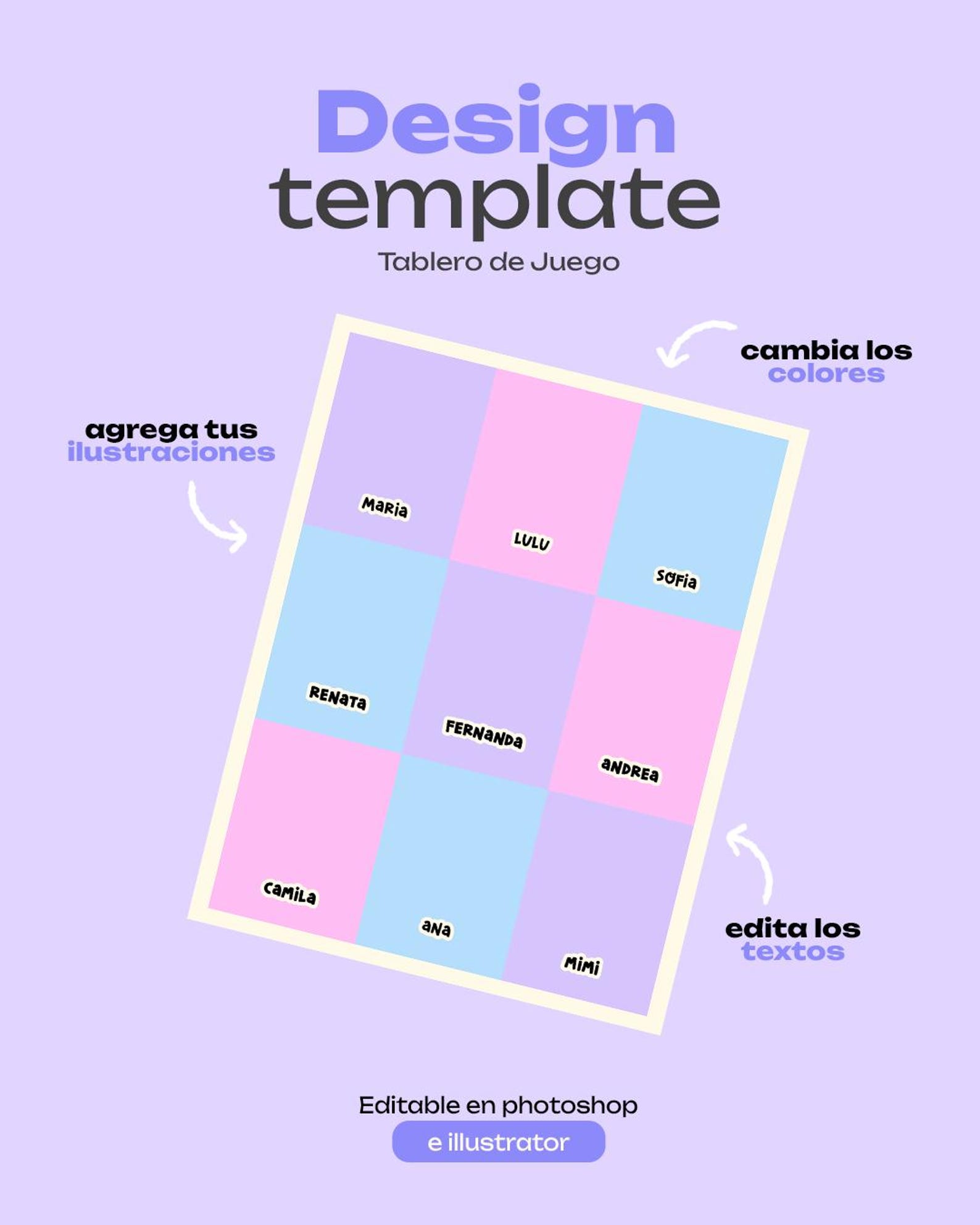DIGITAL / Guess Who Template / BOARD / Editable AI + PSD / Board Game ...
