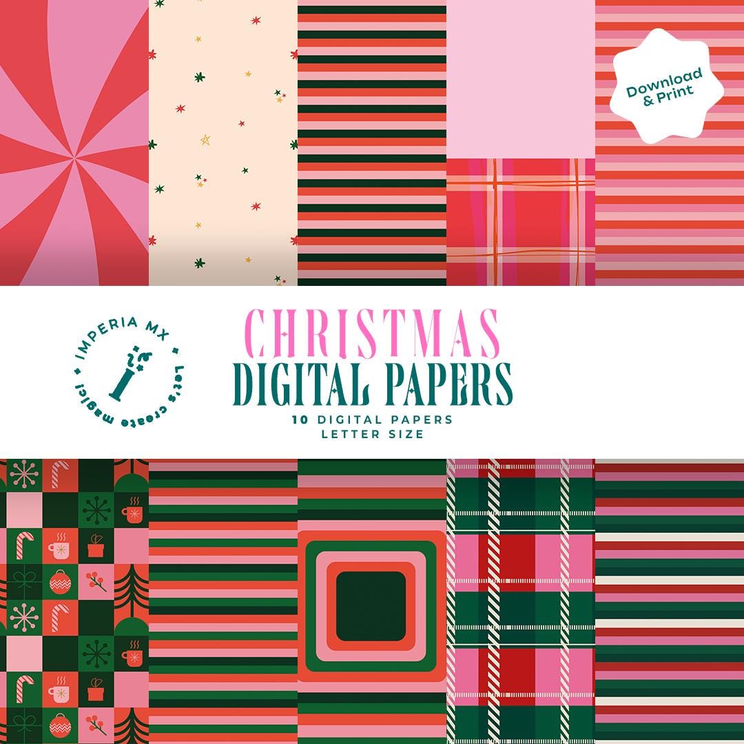 Christmas / Digital Papers / Papeles digitales Navideños - Etsy México