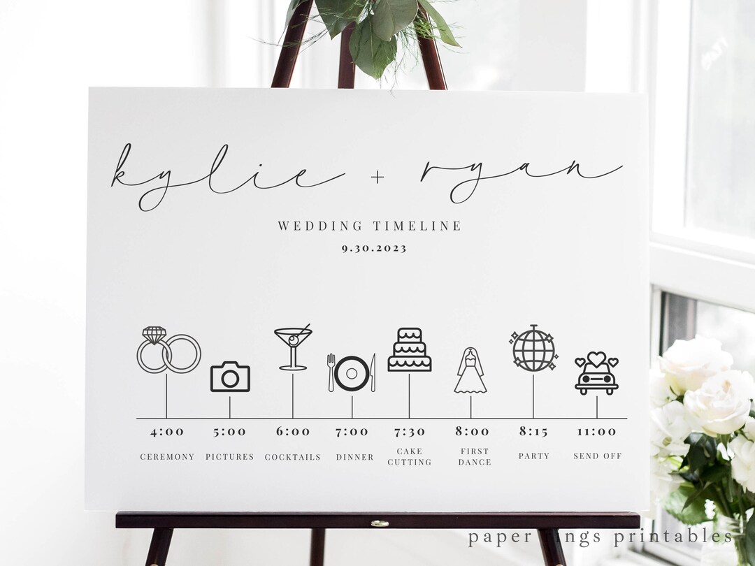 Classic Wedding Timeline Sign Template, Schedule of Events, Wedding ...