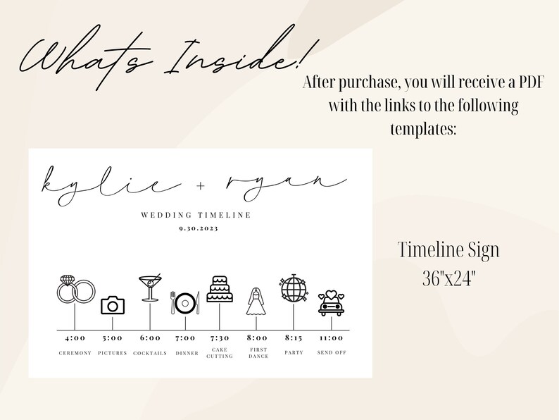 Classic Wedding Timeline Sign Template, Schedule of Events, Wedding ...