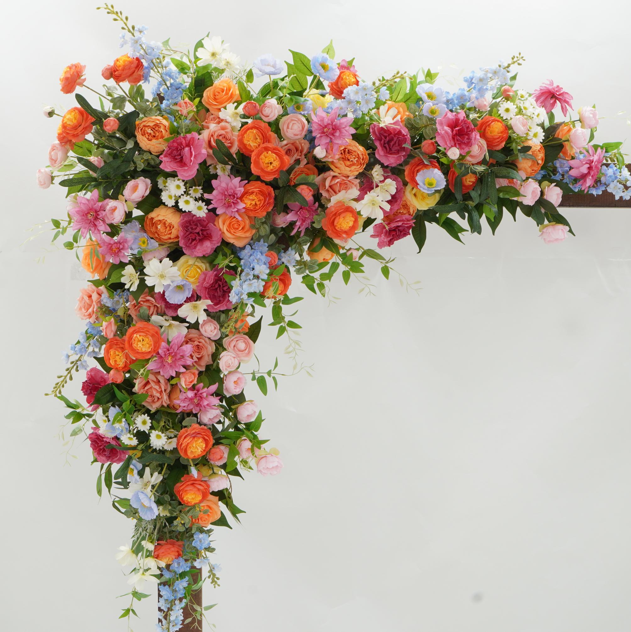 Vibrant Pink and Orange Wedding Arch Floral Decoration With Garden ...