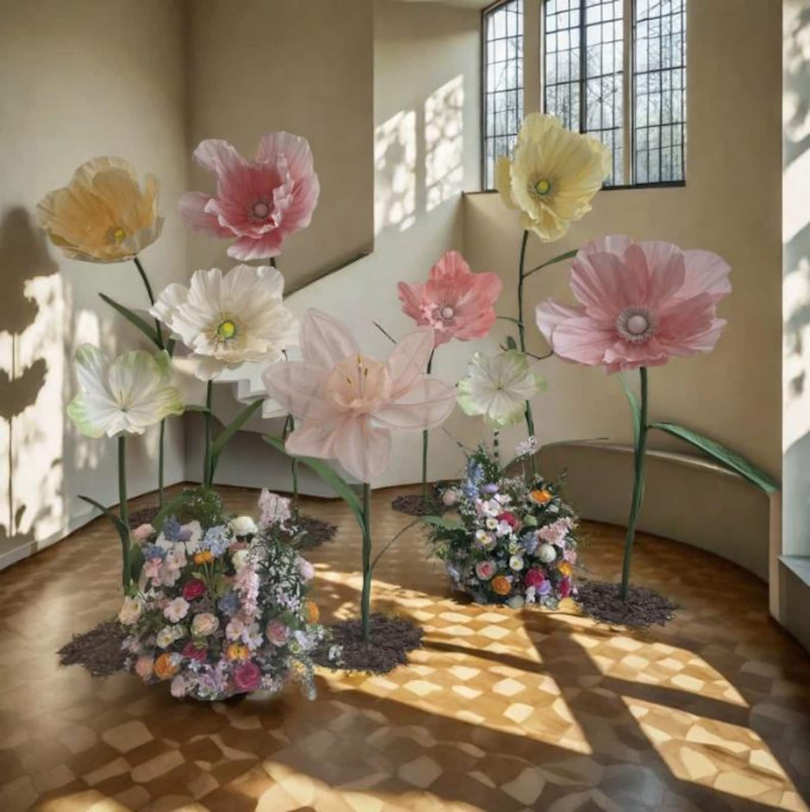 Giant Paper Flower Display for Event Decoration Handcrafted Standing ...