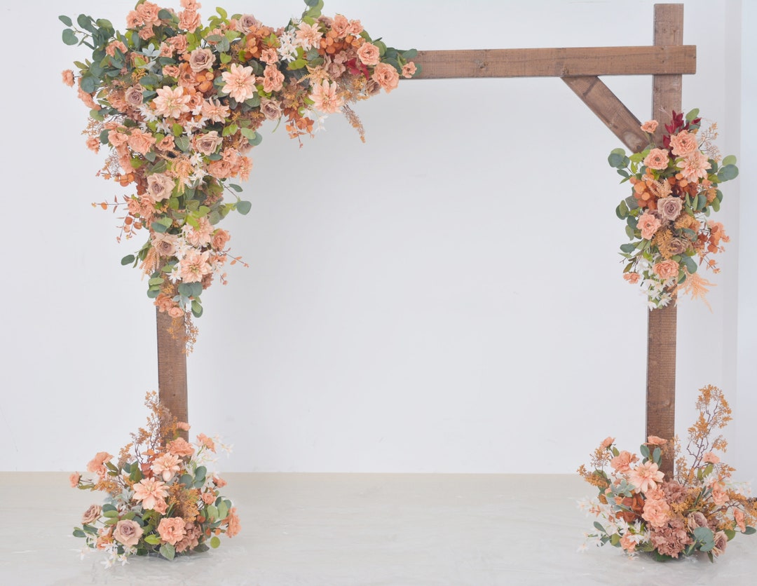 Rustic Terracotta Orange Wedding Arch Flowers Fall Swag & Tieback for ...