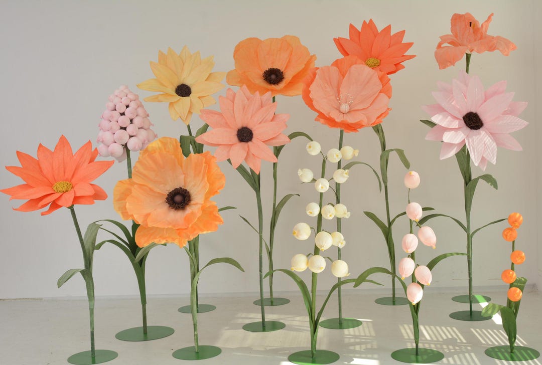 Customizable Giant Paper Flowers in Orange and Pink Ideal for Weddings ...