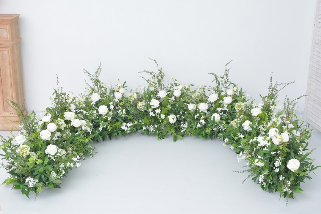 Grounded Arch Arrangements With Greenery and White Flowers - Etsy