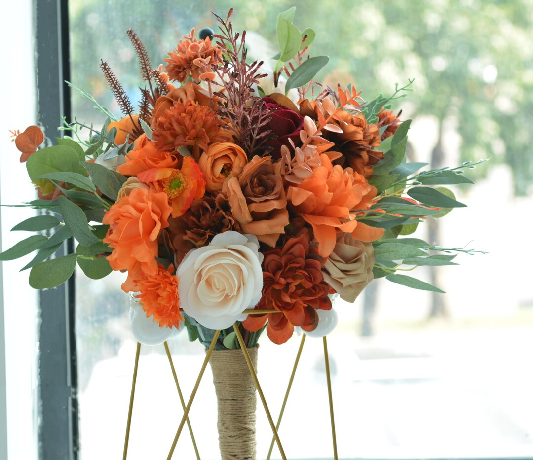 Rustic Wedding Bouquet Bridal Bouquet for Ceremony Burnt Orange and ...