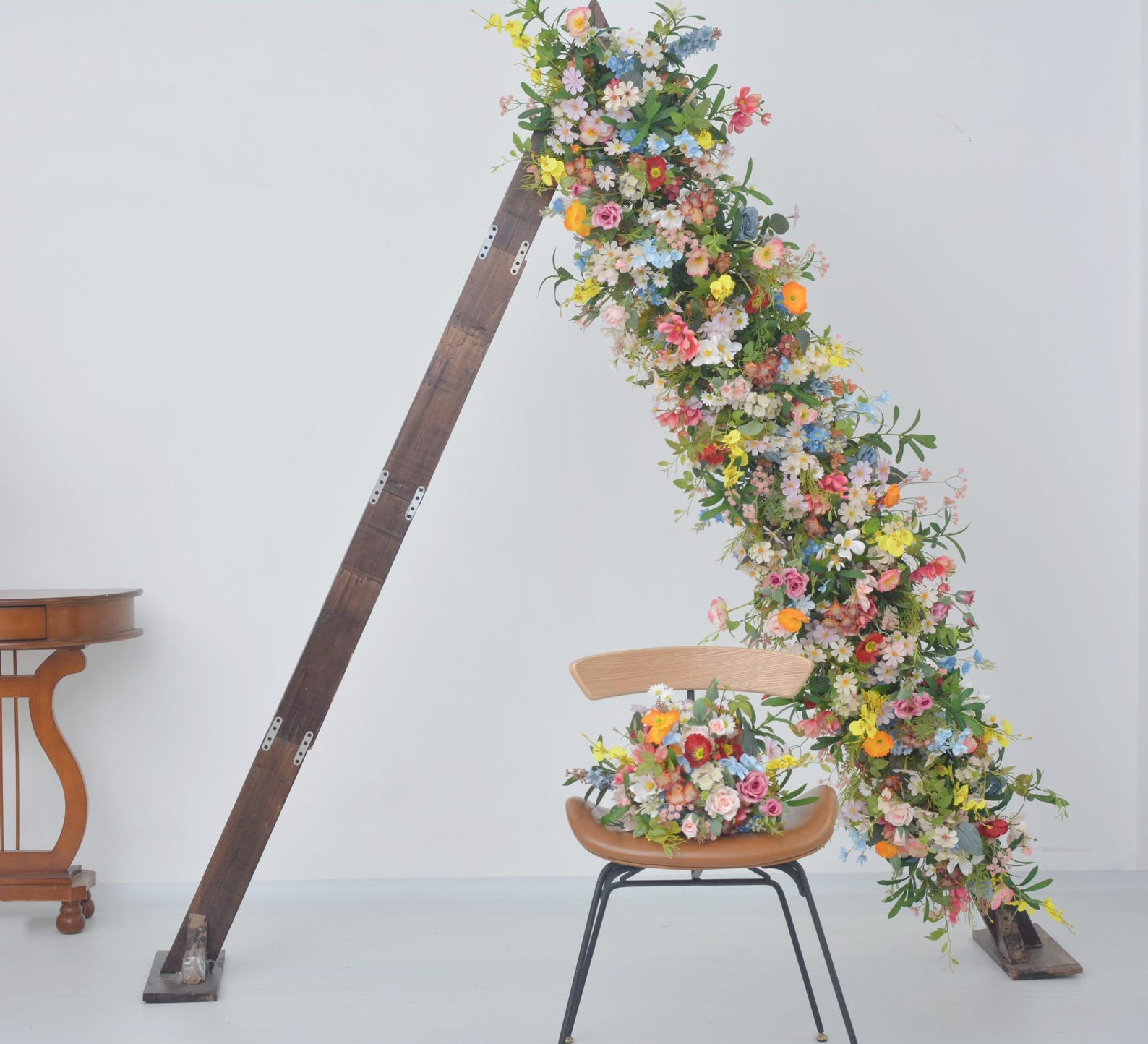 Wildflower Wedding Arch With Floral Arrangement - Blush Pink, Yellow ...