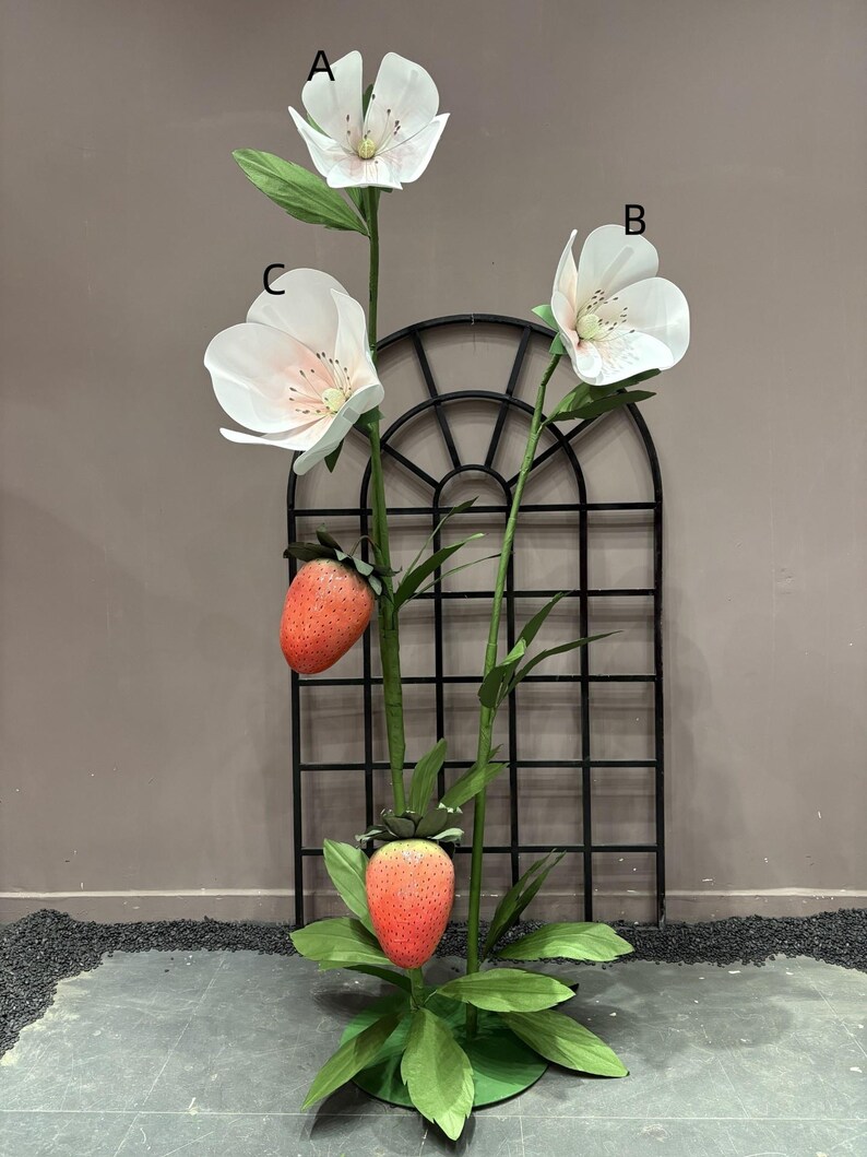 Strawberry and Large Flower Display for Event Decoration Handcrafted ...