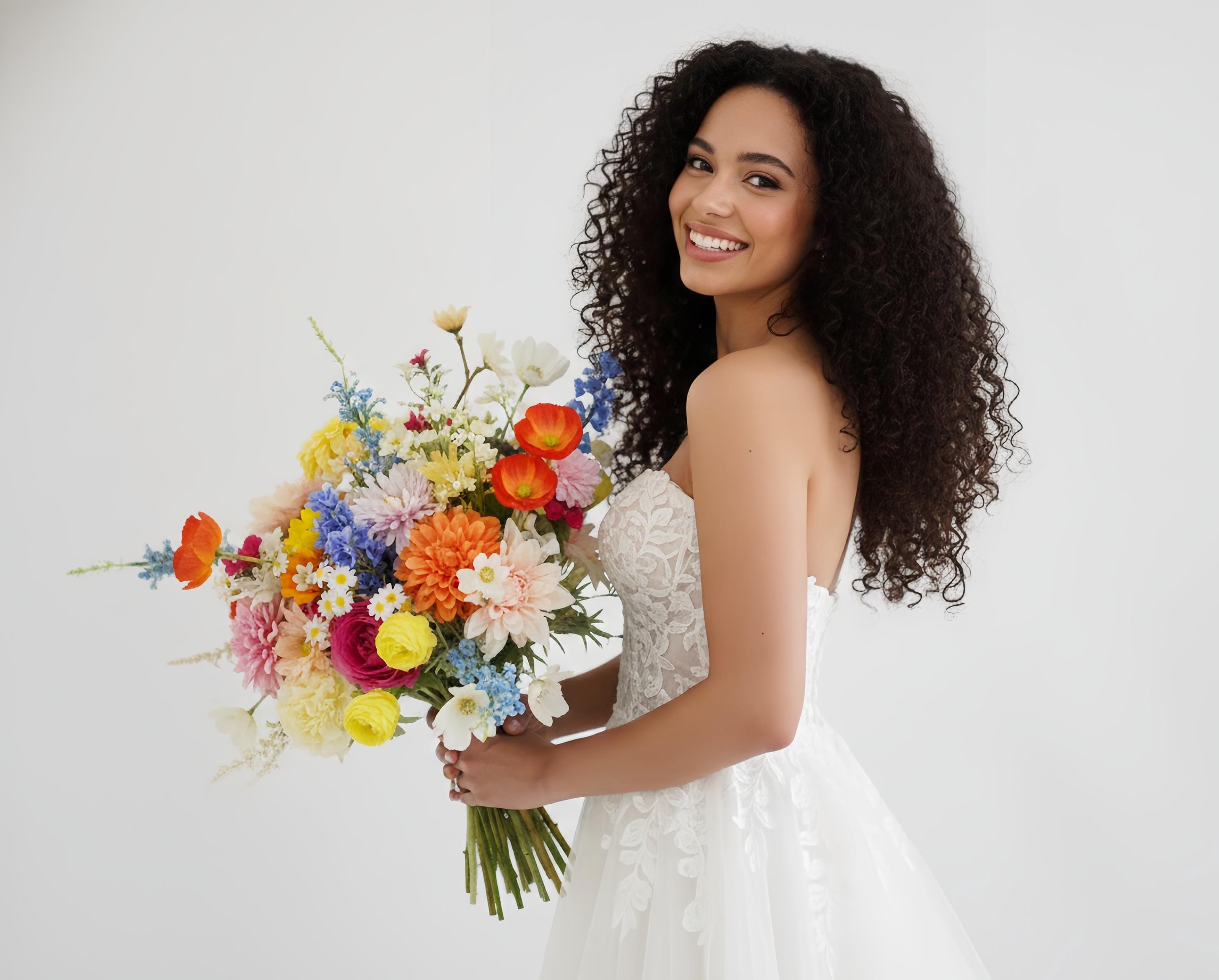 Vibrant Multi-color Spring Summer Bridal Bouquet Bright Wildflower ...