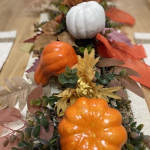 Fall Garland With Pumpkins Seasonal Table Runner Eucalyptus Garland ...