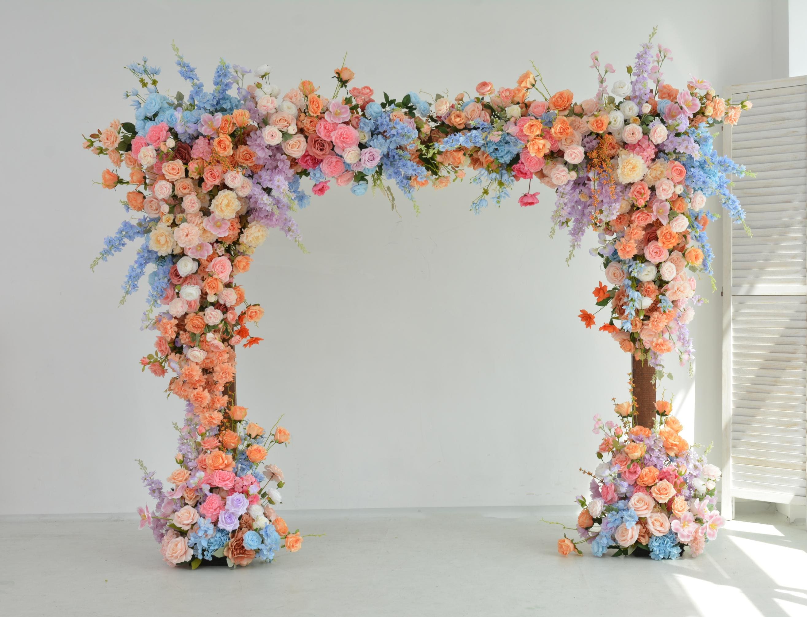 Pastel Wedding Arch Flower Arrangement With Soft Peach, Blush Pink ...