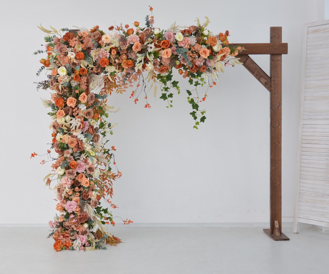 Artificial Wedding Arch Flowers – Rustic Burnt Orange and Greenery ...