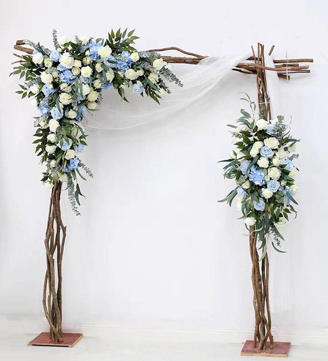 Artificial Wedding Flower Swag With Greenery, White and Blue Flowers - Etsy