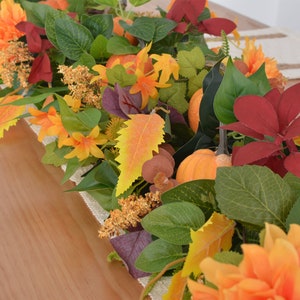 Fall Garland With Pumpkins Seasonal Table Runner Eucalyptus Garland ...