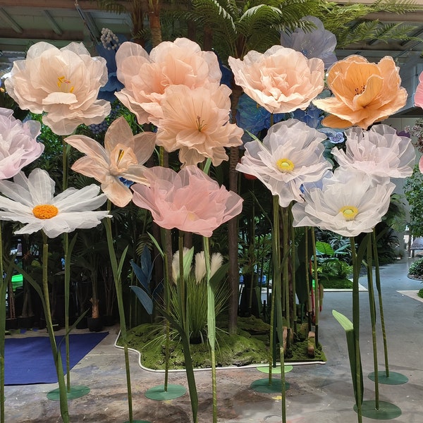 Large Standing Paper or Silk Flowers - Etsy