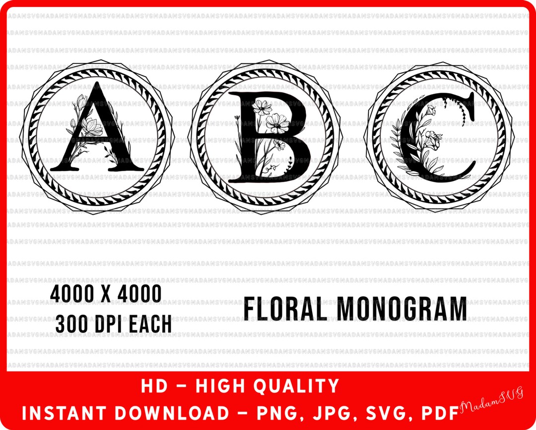 Monogram Circle SVG/JPG/PNG Digital Download Cut Files - Etsy