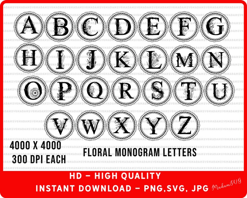 Monogram Circle SVG/JPG/PNG Digital Download Cut Files - Etsy