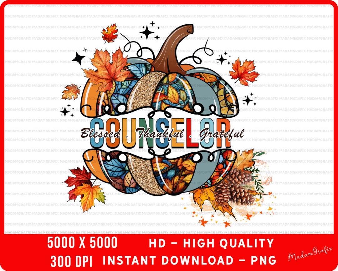 PNG: Fall Counselor Pumpkin, Counselor Blessed Thankful Grateful Png ...