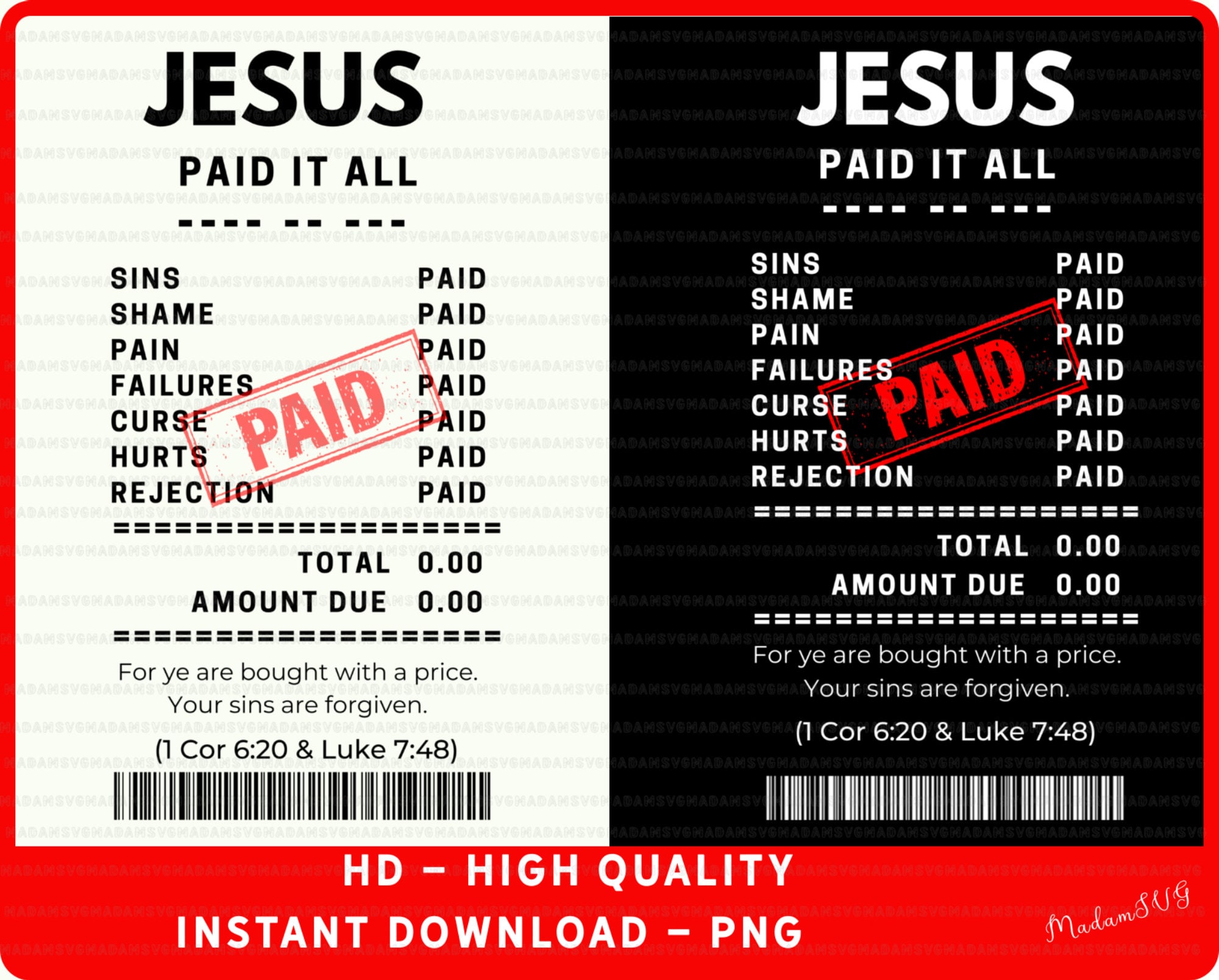 PNG: Jesus Paid It All Bill, Easter Sublimation, You Are Forgiven, Your ...
