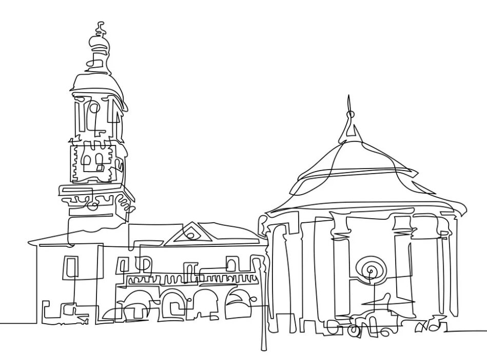 Continuous One Line Drawing of Town Hall - Etsy