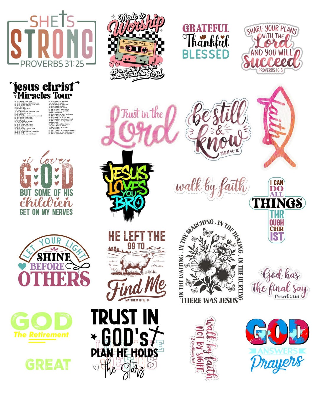 40 Editable Jesus Stickers – Printable Christian Sticker Bundle – Faith ...