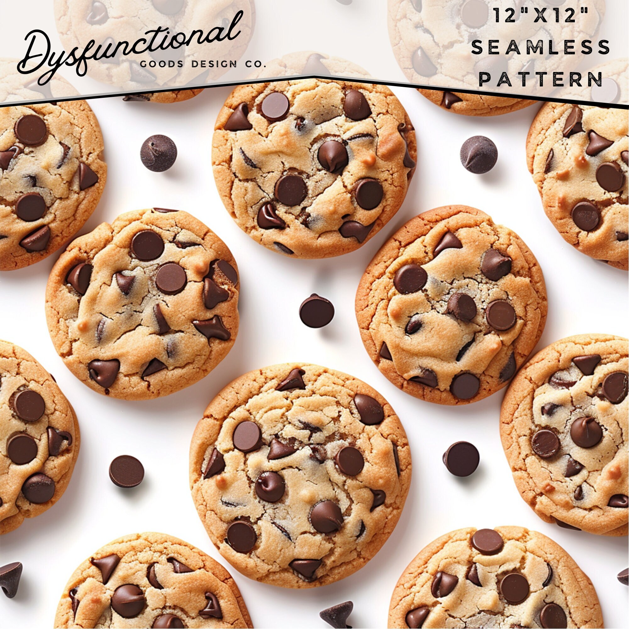 Chocolate Chip Cookie Seamless Design, Repeating Pattern, Bakery Wall ...