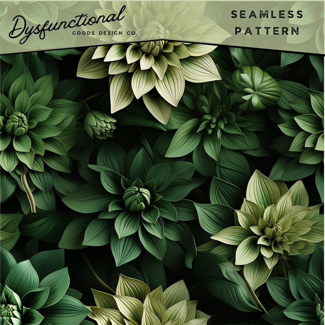 3D Seamless Design, Green Leafy Floral Pattern, Sublimation for Tumbler ...