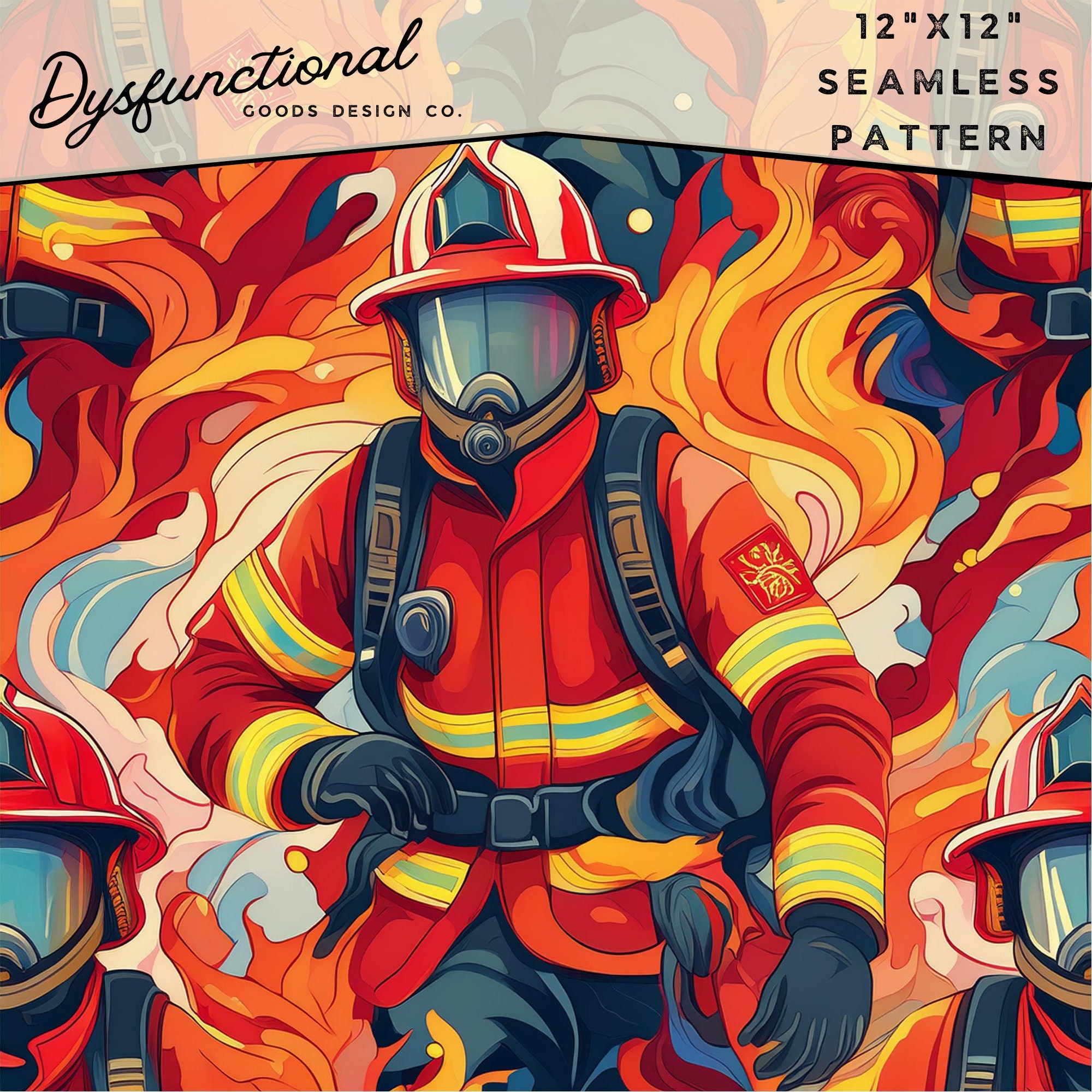 Fire Fighter Seamless Design, Repeating Pattern for Tumbler Sublimation ...