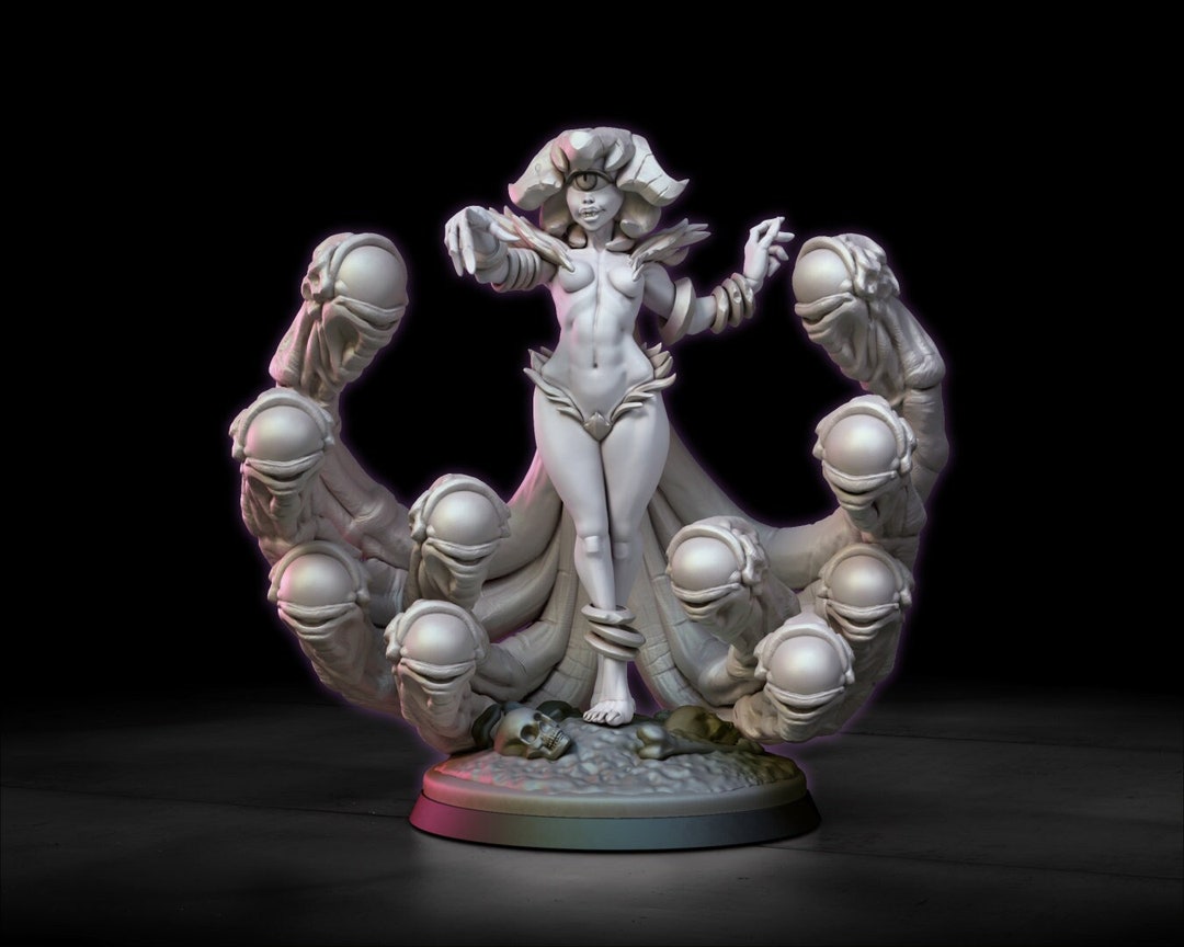 Female Humanoid Eye Demon Pinup NSFW Dnd Miniature Sexy Beholder Tabletop Gaming 3D Resin Print ...