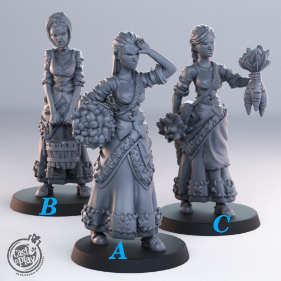 Girl Miniatures Female Townsfolk Dnd Miniatures 3d Resin Printed Cast N ...