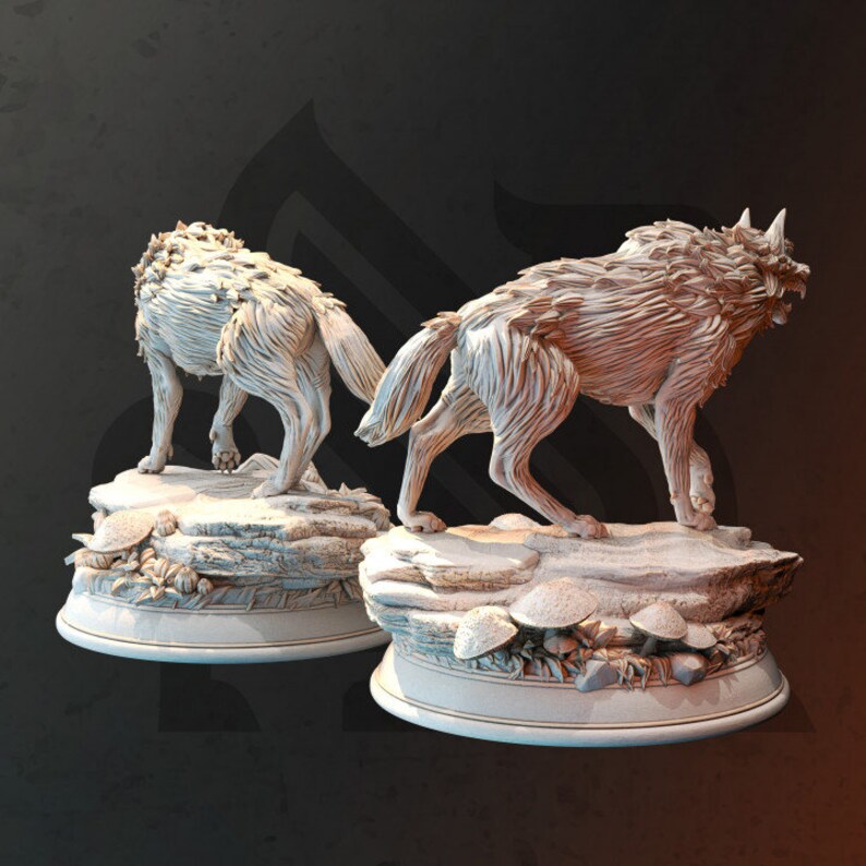 Dire Wolf Miniature Dnd Mini 2 Pack Wolves 3D Resin - Etsy Canada