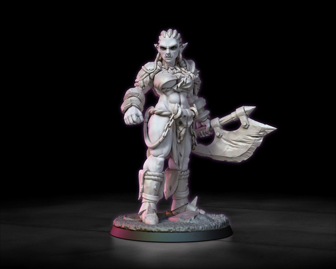 Female Barbarian Orc Nsfw Version Pinup Dnd Miniature Etsy